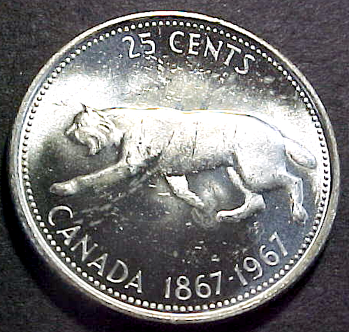 1967 CANADA QUARTER.....VERY GEM BU!.........MIN. BID .01 & NO RESERVE ...