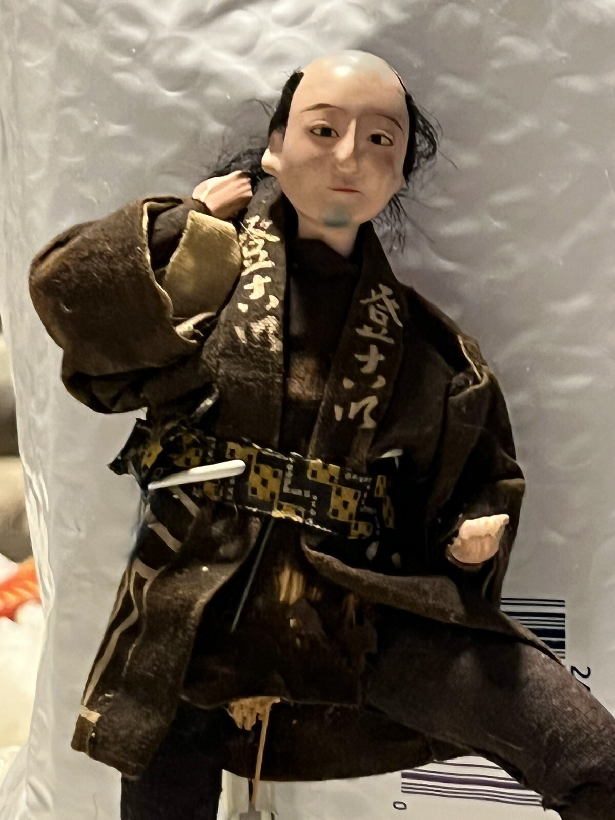 ANTIQUE MAN DOLL MINIATURE ORIENTAL JAPANESE FIGURE SASHIKO FIREMAN 7 ...