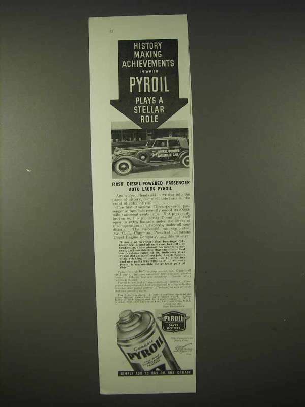 1935 Pyroil Lubrication Ad - History Making | eBay