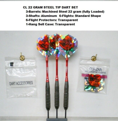 Darts CL 22 gram Steel Tip Dart Set with 3D Rose Flights | eBay