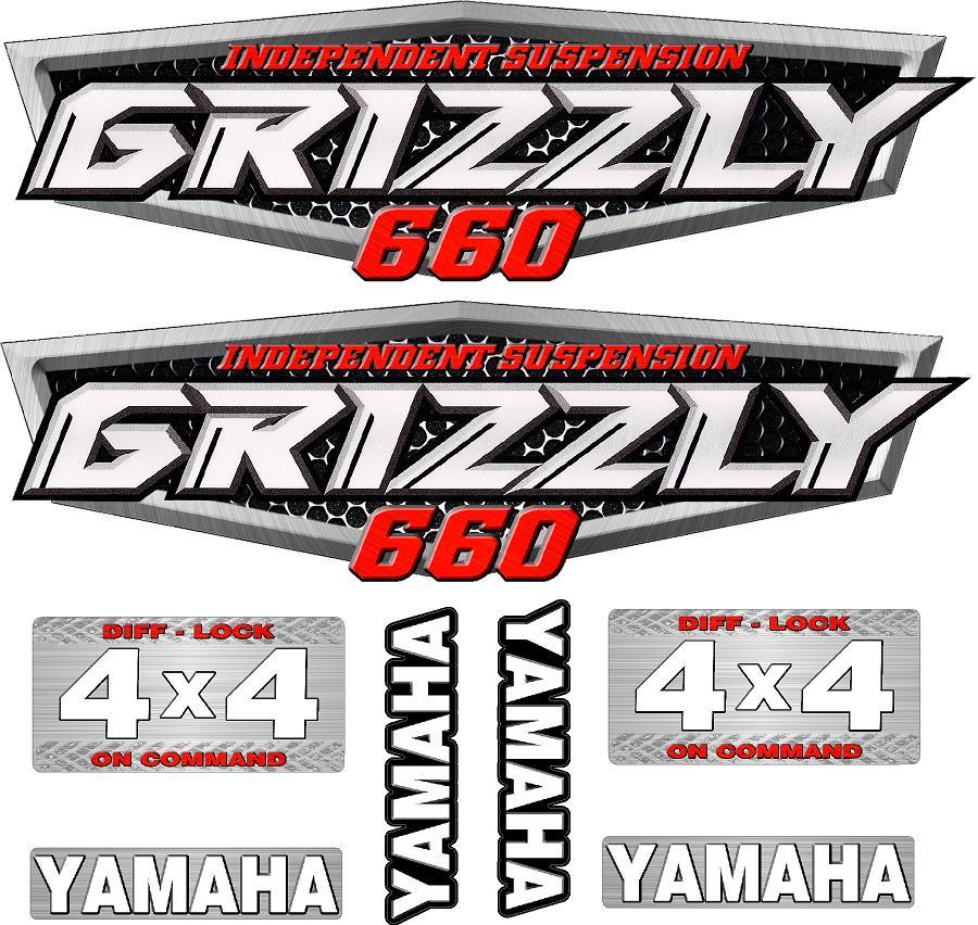 Yamaha Grizzly OEM ATV Tank Decal Graphic Sticker Kit 350 450 550 660 ...