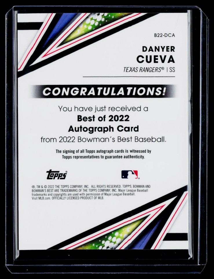 2022 Bowman #B22-DCA Danyer Cueva Best of 2022 Autographs Green ...