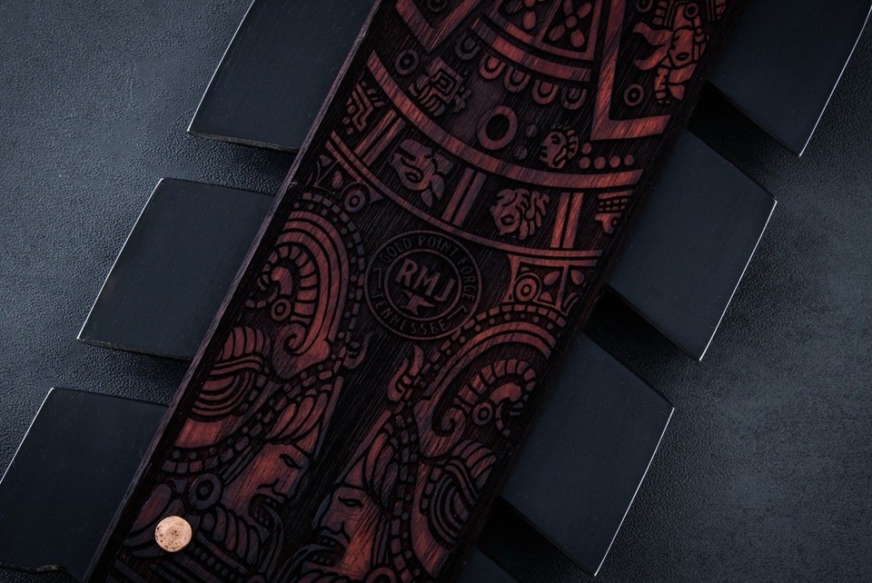 RMJ Tactical Gold Point Forge Aztec Macuahuitl Red Calendar Hickory | eBay