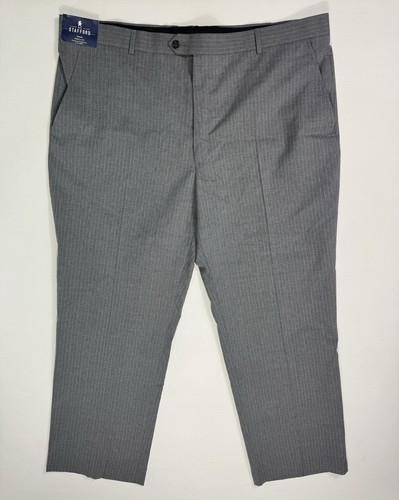 Stafford Travel Portly Fit Men’s 46x30 Wool Pants NWT Grey Striped ...