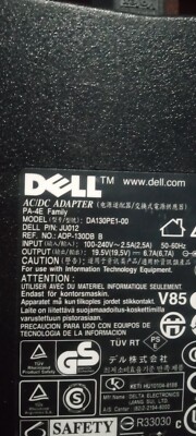 OEM Dell 130W AC Adapter 19.5V 6.7A PA-4E DA130PE1-00 Dell P/N JU012 CN ...