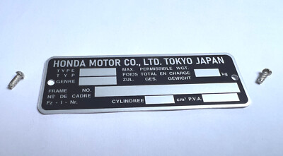 Plaque constructeur MOTO HONDA - HONDA vin plate | eBay