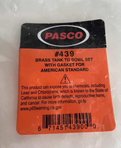 Pasco #439 Brass Tank to Bowl Set with Gasket for American Standard ...
