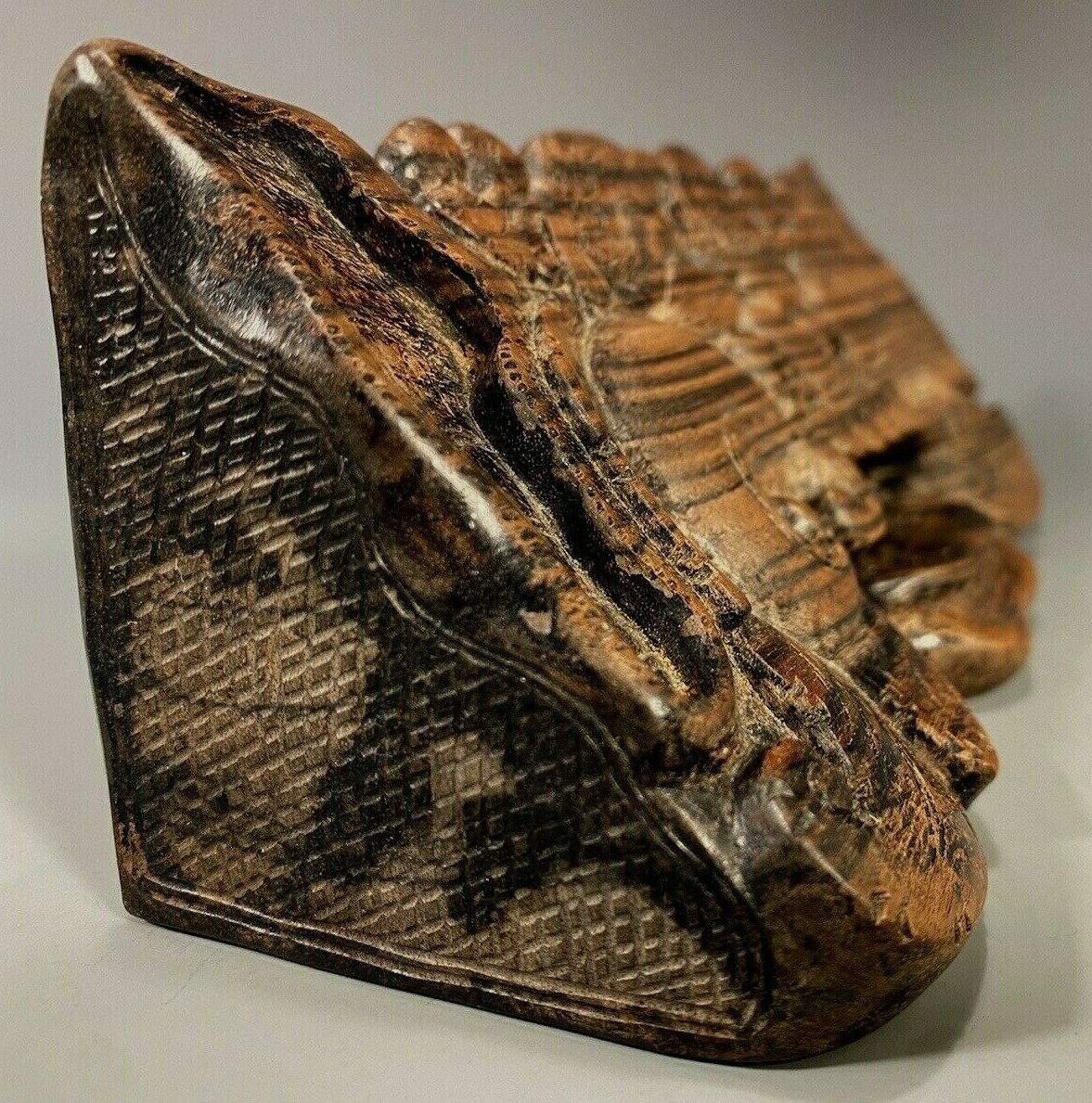 Tibet ? Himalayan Carved Wood Panel Depicting a Ferocious Deity Mask ca ...