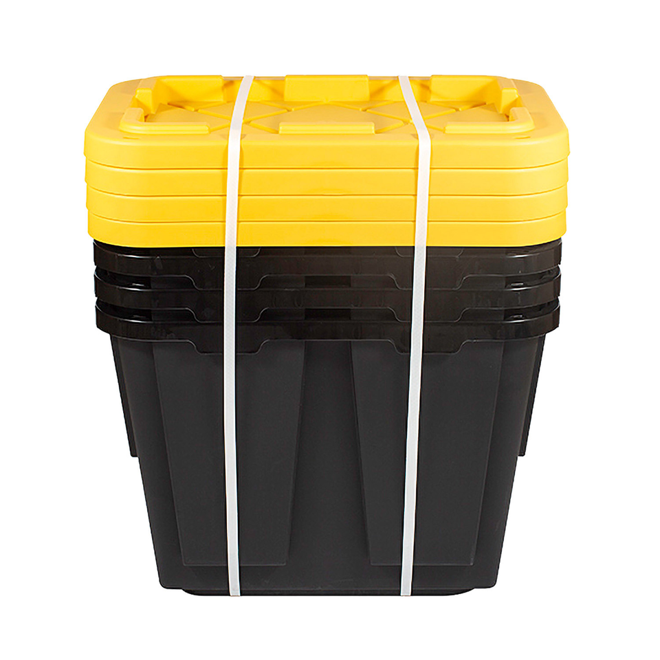 12 Gallon Plastic Storage Container Bin, 4-Pack, Heavy Duty, Lids ...