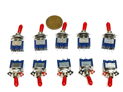 10 Pack RED Cap Mini toggle switch on/off MTS-101 2pin spst -- 6a 12v ...