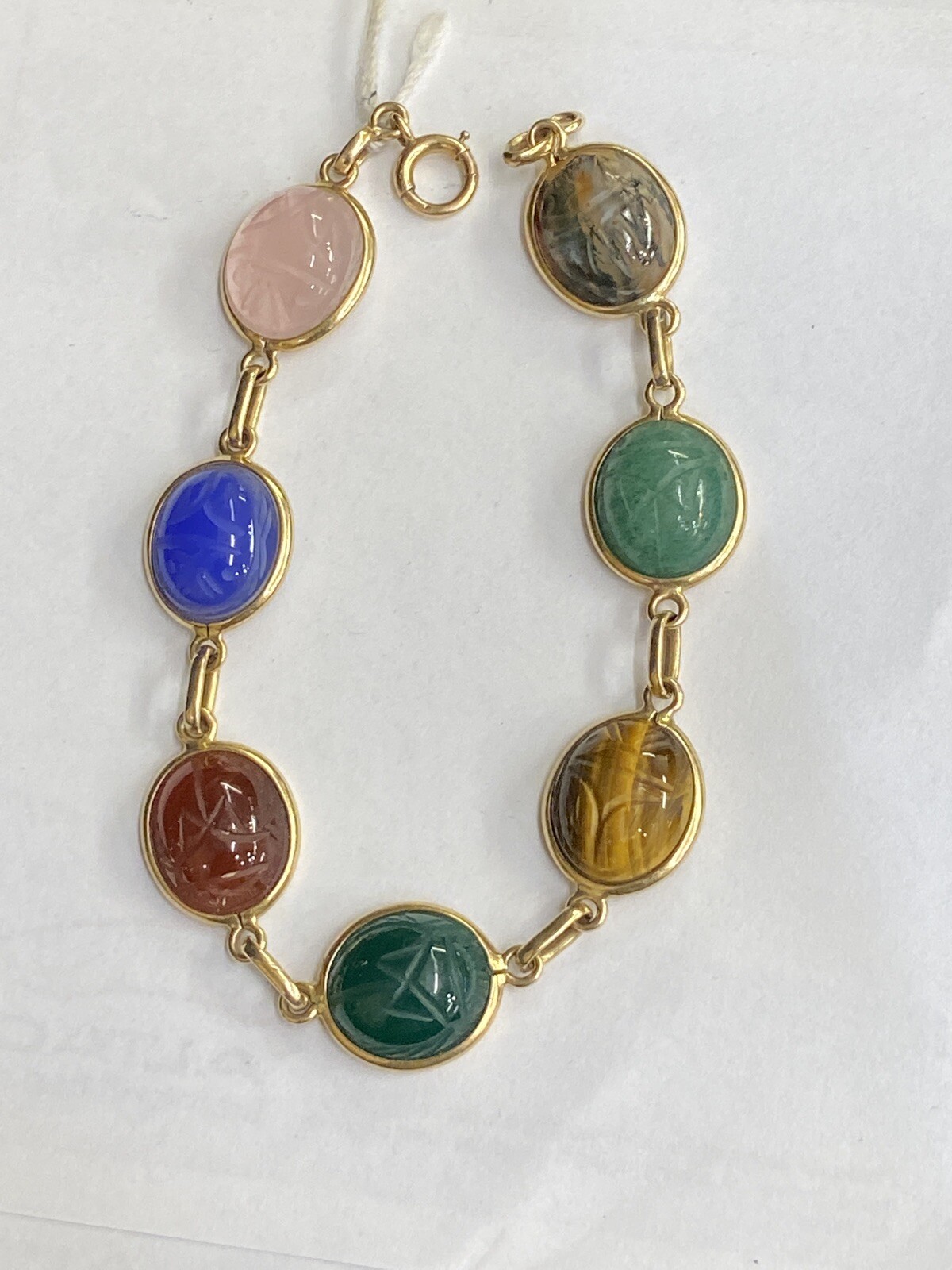 Scarab Beetle Bracelet Vintage 14k Yellow Gold Amethyst Tigers Eye ...