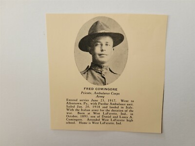 Fred Comingore West Lafayette Indiana Purdue Ambulance Unit 1919 WW1 ...