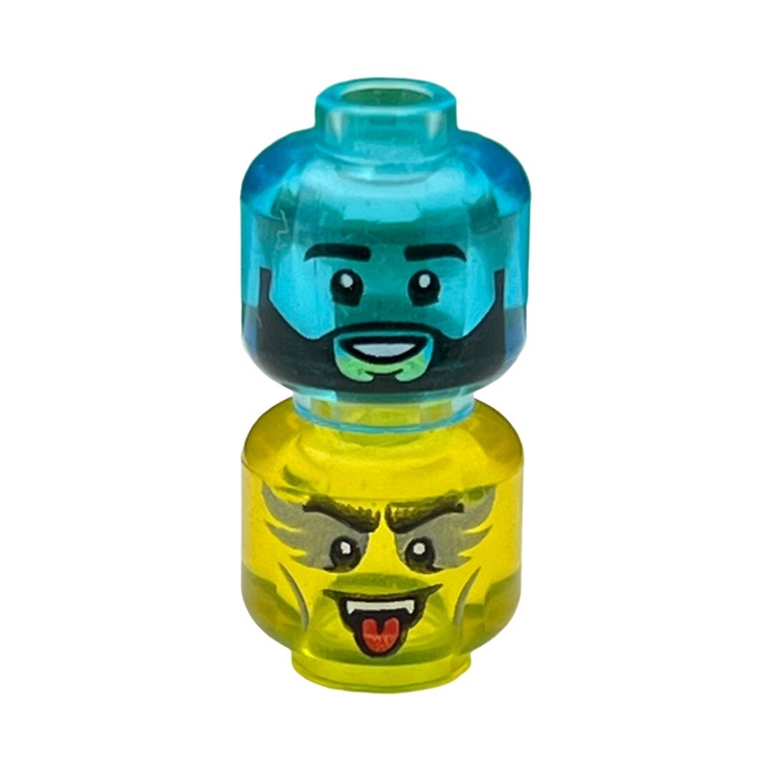 Lego Trans Blue & Trans Yellow Minifigure Head Lot Misprint Error Test ...