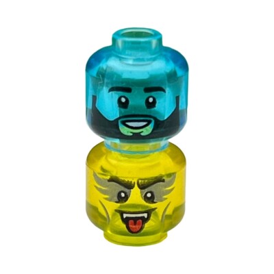 Lego Trans Blue & Trans Yellow Minifigure Head Lot Misprint Error Test ...