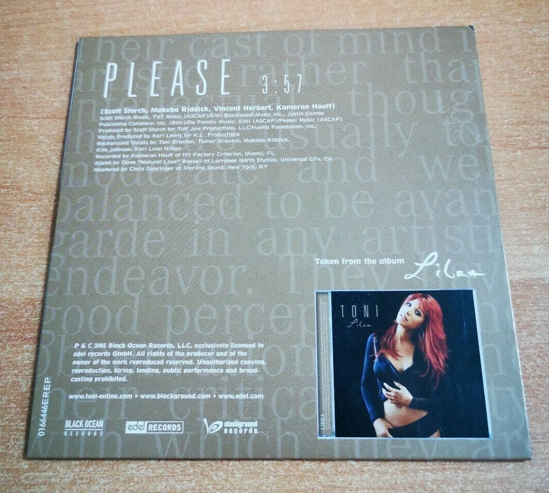TONI BRAXTON Please ULTRA RARE GERMANY PROMO CD SINGLE UNIQUE COVER ...