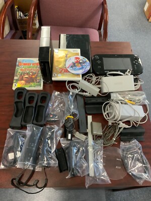 Nintendo Wii Video Game Console RVL-001 Black Wii U WUP-010 Bundle Nice ...