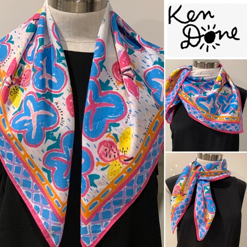 KEN DONE Vintage Australis Flower print Scarf/Bandana 70cmx70cm ...
