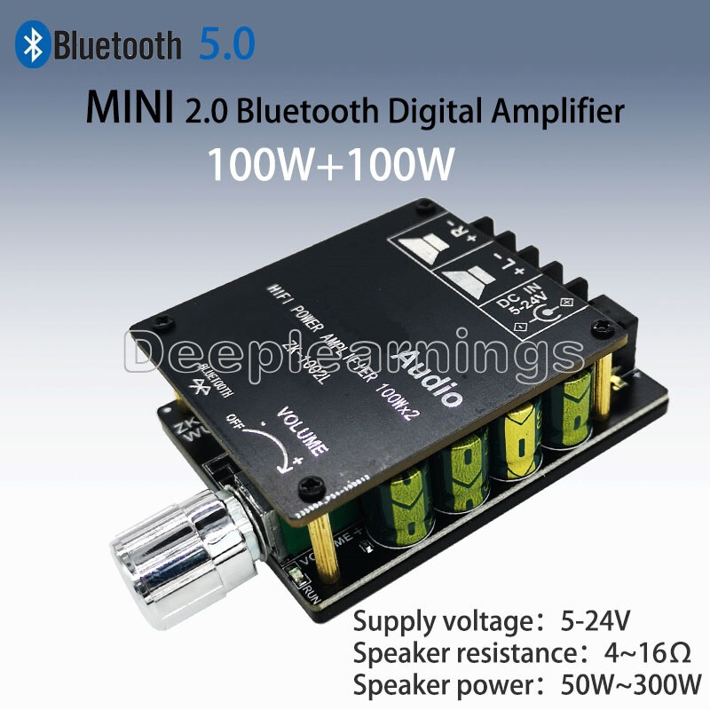 TPA3116 2x100W Mini 5.0 Bluetooth High power Amplifier Board Adjustable ...