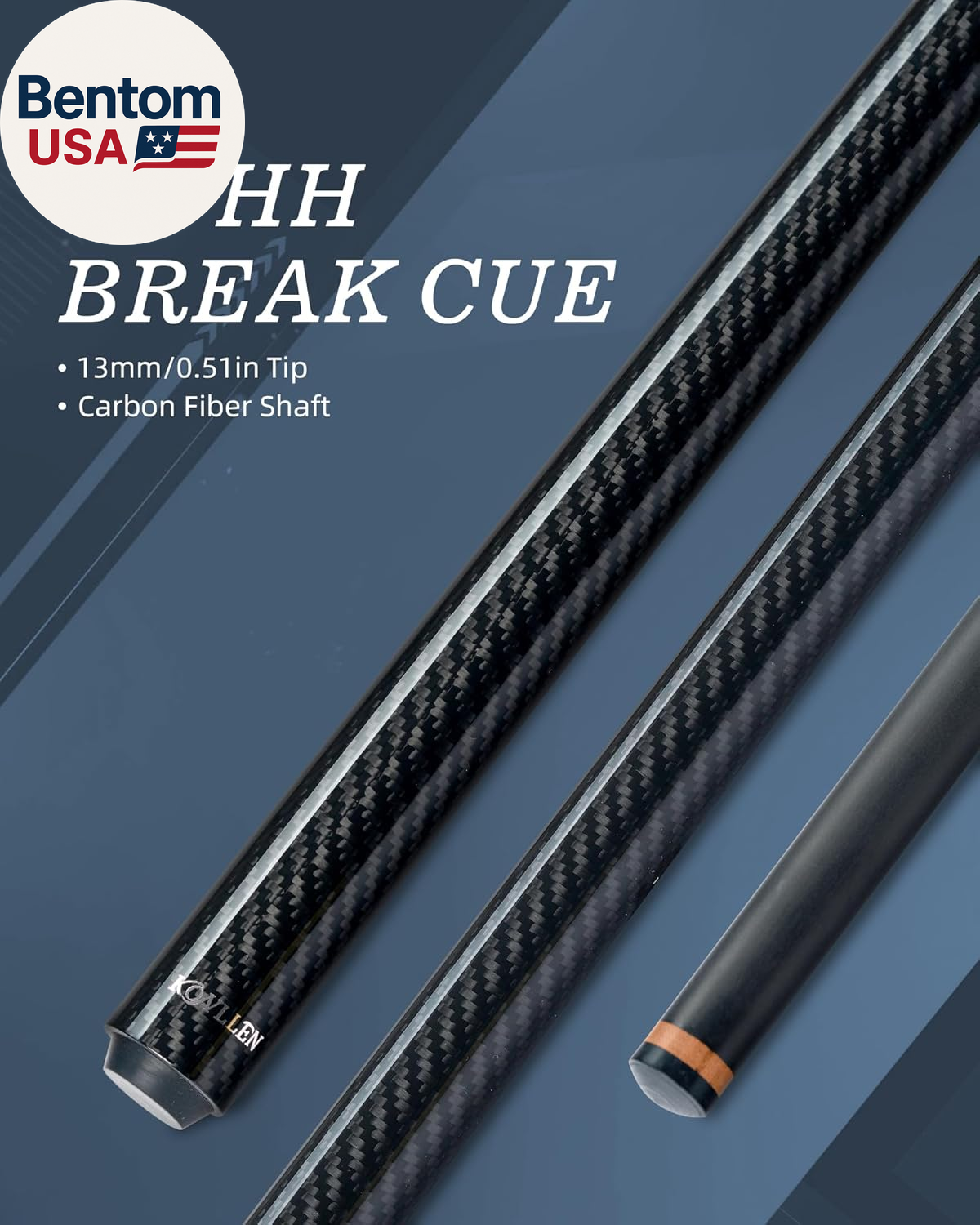 Heavy Hitter Break Cue Carbon Fiber Break Cue with 12.9Mm Tip Punch Cue ...