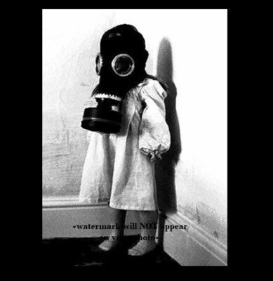 Vintage Creepy Child Gas Mask PHOTO Scary Naughty Girl Freak, WORLD WAR ...