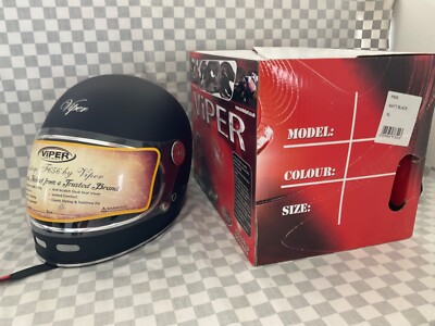 MOTORCYCLE VIPER HELMET F656 FULL FACE RETRO FIBRE GLASS NEW WITH TAGS ...