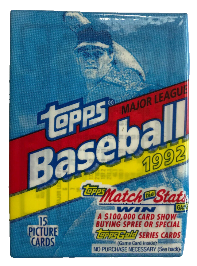 1992 Topps Baseball Cards, 1 Unopened Sealed Wax PACK From Wax Box, 15 ...
