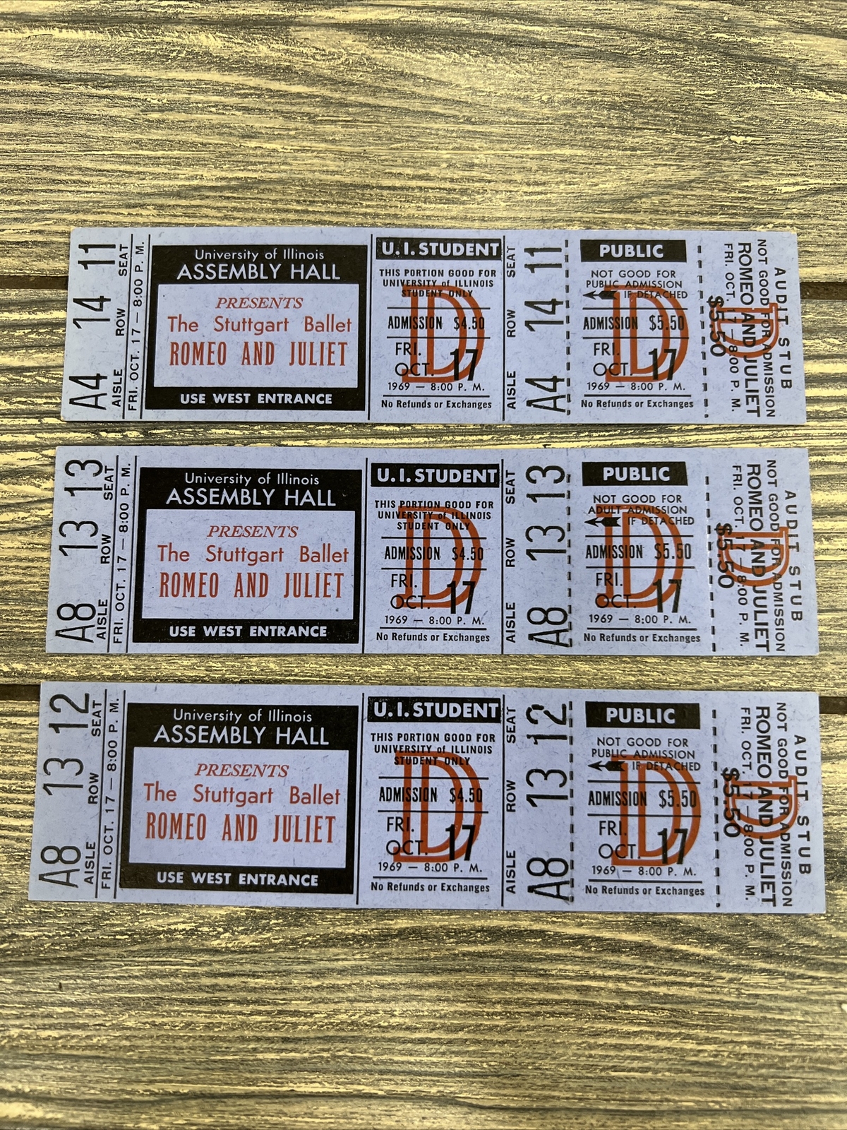 Vtg The Stuttgart Ballet Romeo And Juliet Ticket Stub Lot Of 3 Unused ...