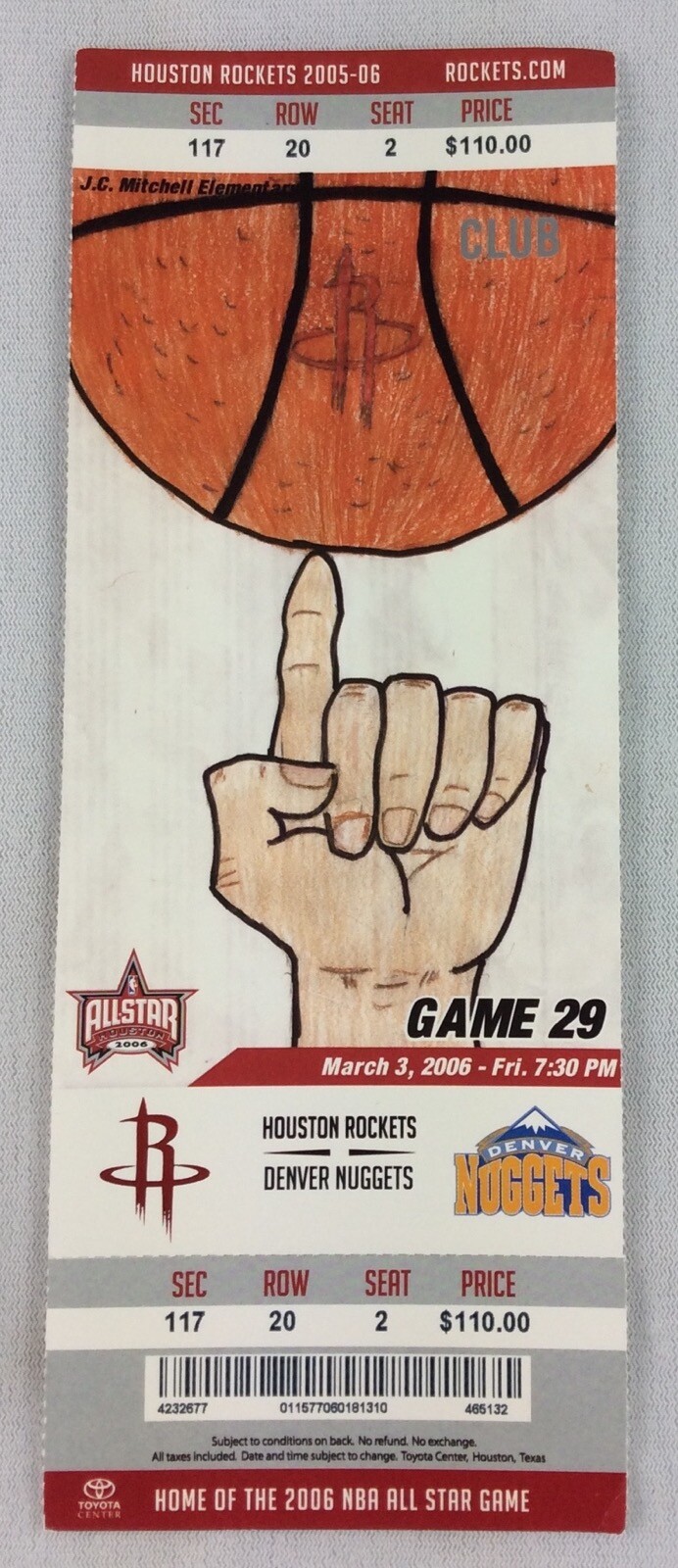 NBA 2006 03/03 Denver Nuggets at Houston Rockets Basketball Full Ticket ...