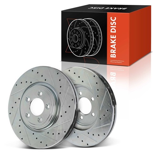 2x Front Drilled Brake Rotors for Jaguar S-Type 2006-2008 Vanden Plas ...