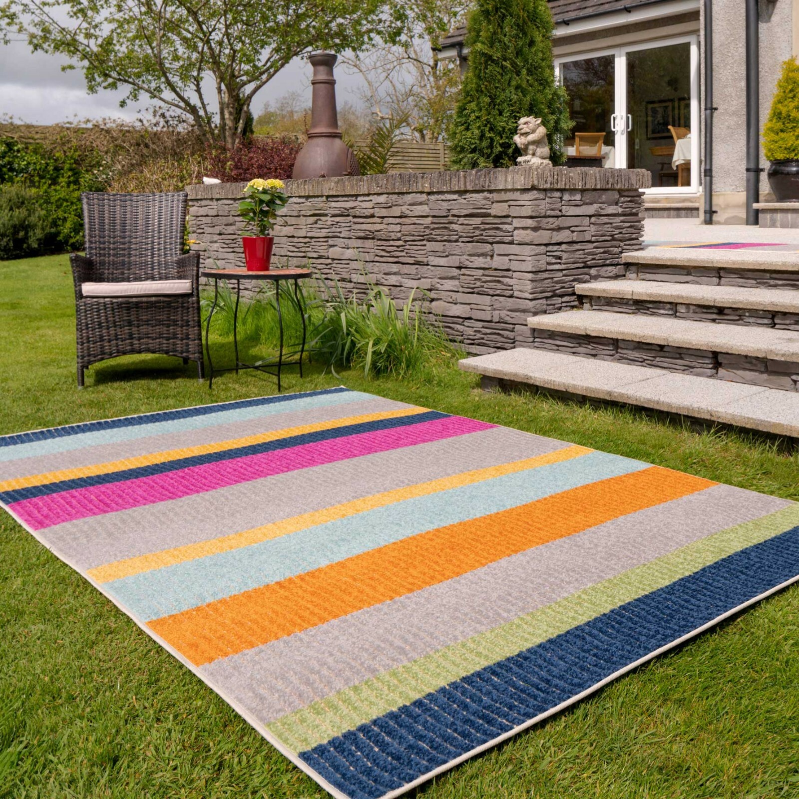 New Summer Outdoor Rugs Fun Tropical Multicolour Durable Garden Patio ...