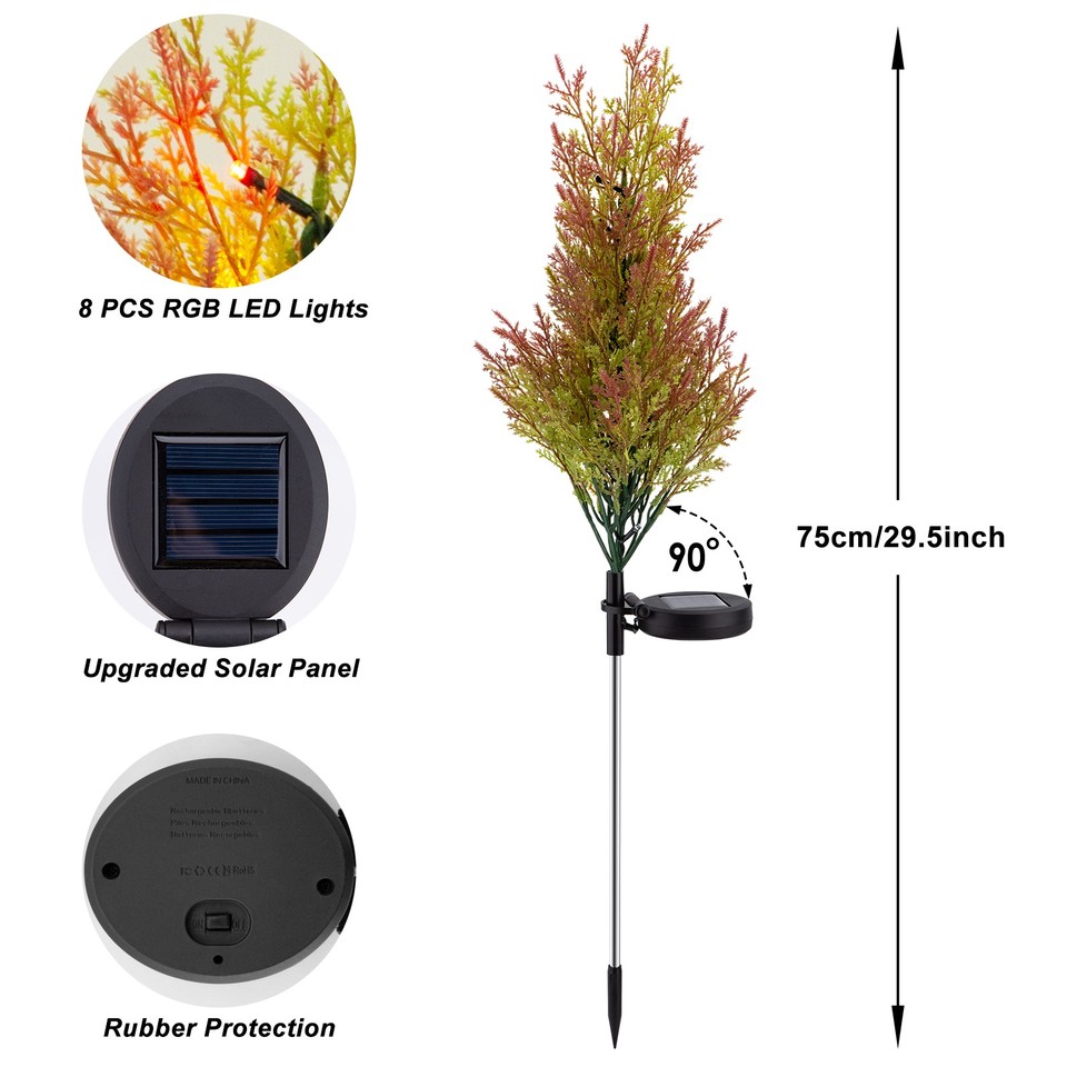2x Solar Christmas Tree Stake Lights Outdoor Xmas Tree Pathway Lawn ...