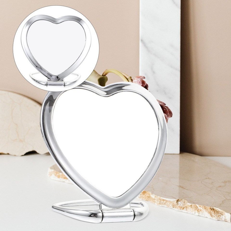 Heart-shaped Compact Folding Mirror Mini Make up for Girls Makeup ...