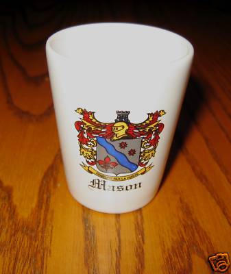 MASON Family Crest on Porcelain shot glass. Neat Crest! | eBay