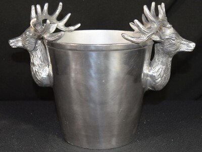 Cast Aluminum Wine Chiller/ Ice Bucket with Stag Handles Made in India ...