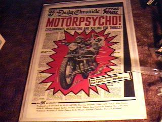 MOTORPSYCHO MOVIE POSTER 1965 RAREST RUSS MEYER LINEN | eBay