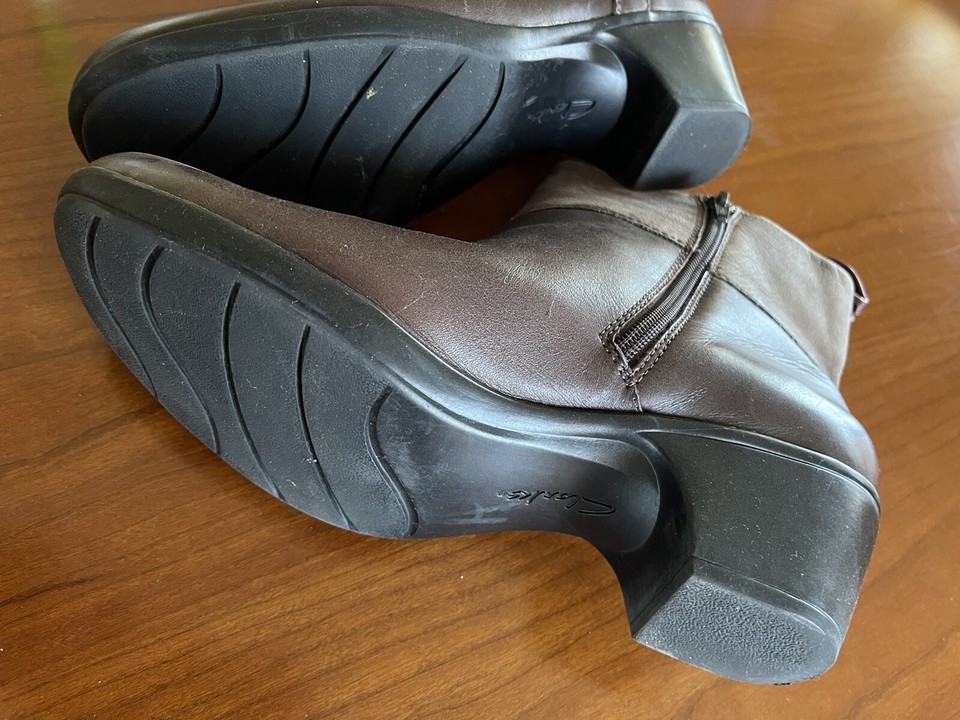 Clarks Bendables Brown Leather Zip Ankle Boots Womens Size 10 M Style ...