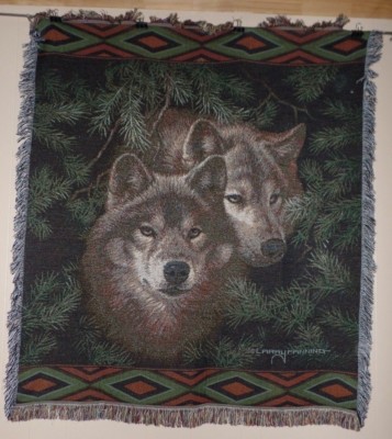 Mohawk Designs " Wolves in the Brush" Throw Blanket Tapestry Afghan 57 ...