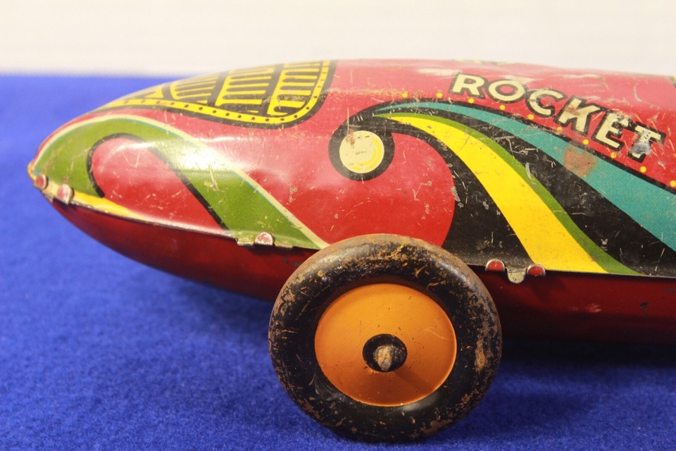 Antique Marx Rocket Racer Race Car Tin Litho Wind Up Toy | eBay