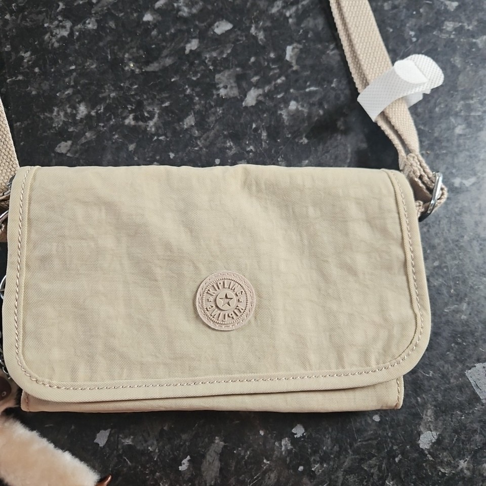 Small Kipling Beige/Stone Crossbody Bag/Purse BNWOT with Sarah Monkey ...