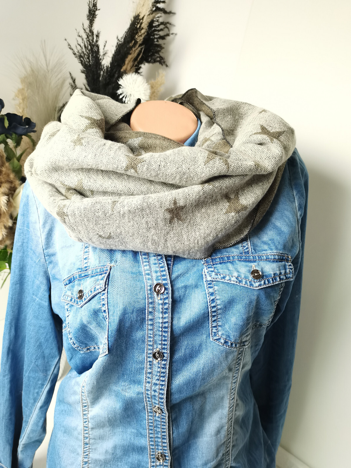 Italy XXL Schal Tuch Stola Wende Loop Sterne blogger Kuschel weich Taupe khaki | eBay.de