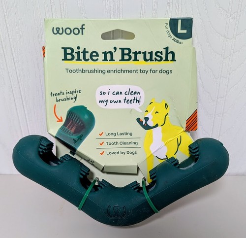 WOOF the Bite N' Brush - Dog Toothbrush Toy - Scrub Plaque and Tartar ...