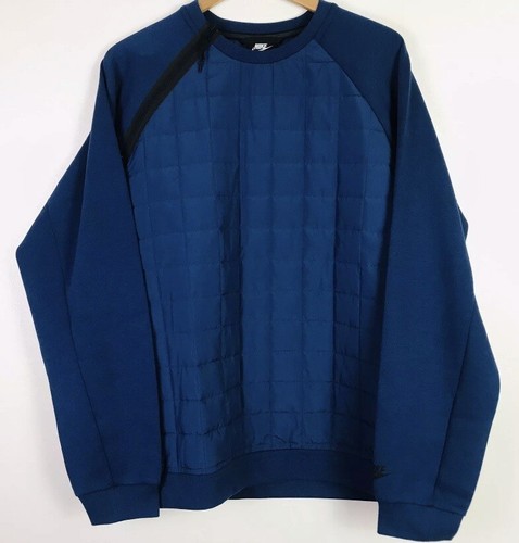 Nike Sportswear Tech Quilted Crew Pullover Blue Black BV3697-407 Men’s ...