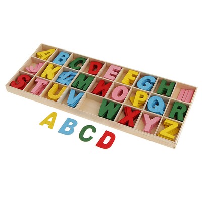 156pcs Wooden Alphabet Letters with Storage Tray Box Kids Educational ...