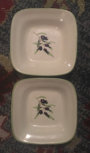 2pc Liddy Stoneware Cream/Green Olive Branch Ramekins Oven Safe | eBay