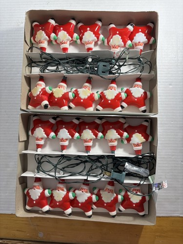 2 Boxes Santa Lights 10 Each Indoor/Outdoor Clear Bulbs Works New Old ...