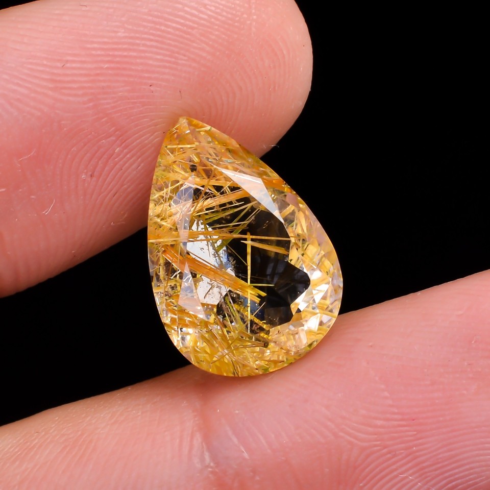 Golden Rutile Cut Stone, Teardrop Gemstone Faceted (15X10X7 mm) Natural ...