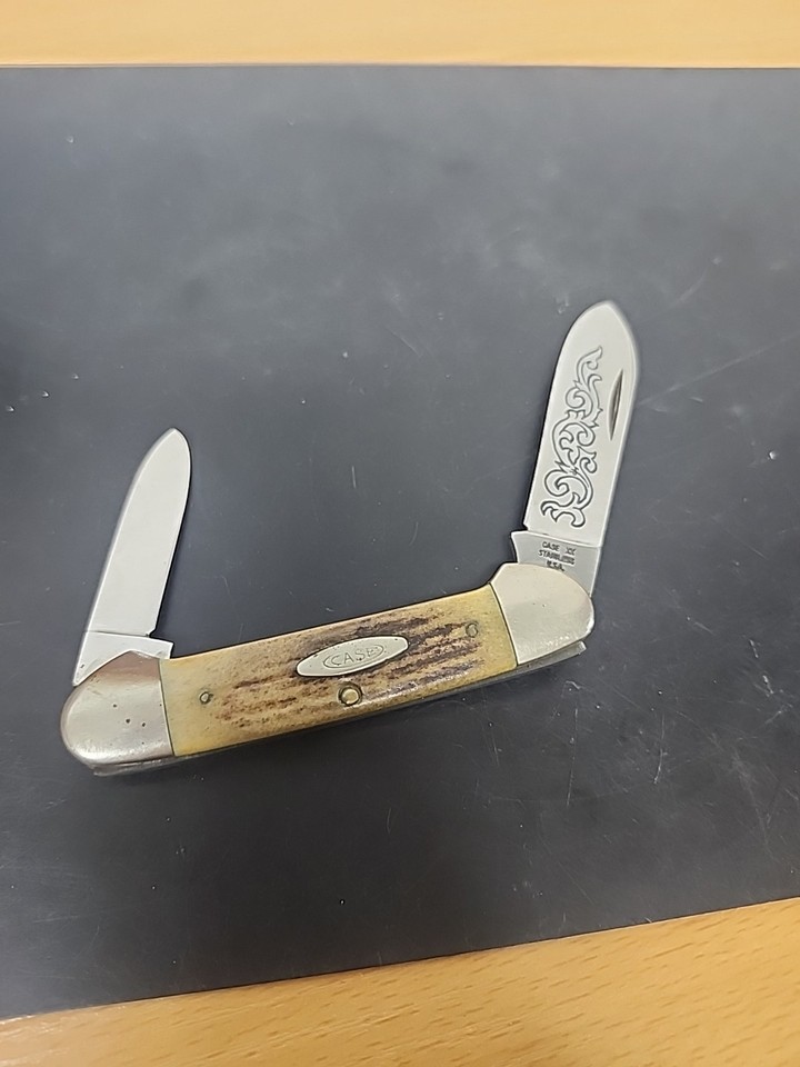 Case Blue Scroll Stag Knife 52131 SSP 3-Dot 1977 Canoe | eBay