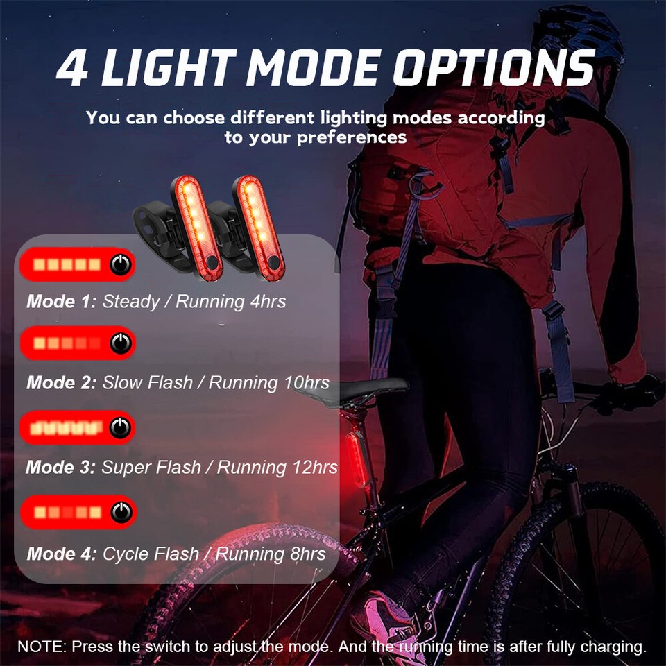 5LED USB Bike Bicycle Cycling Light Rear Tail Flashing Safety Warning ...