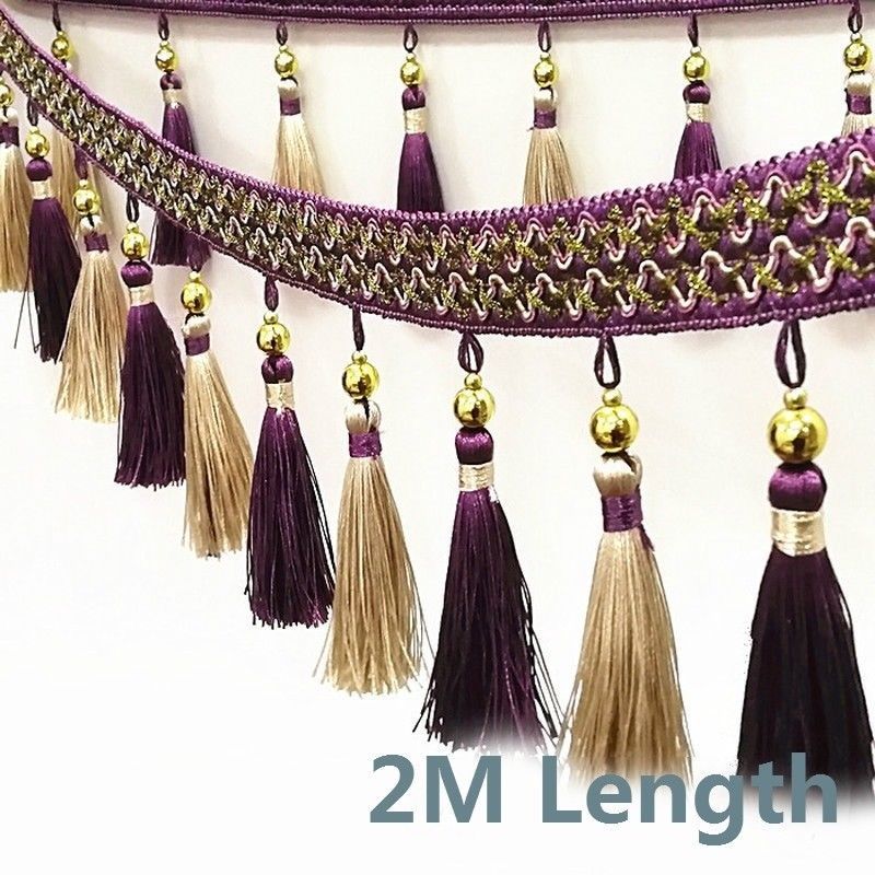2M Beads Tassels Trims Ribbon Curtain Decor Fringe Home Upholstery ...