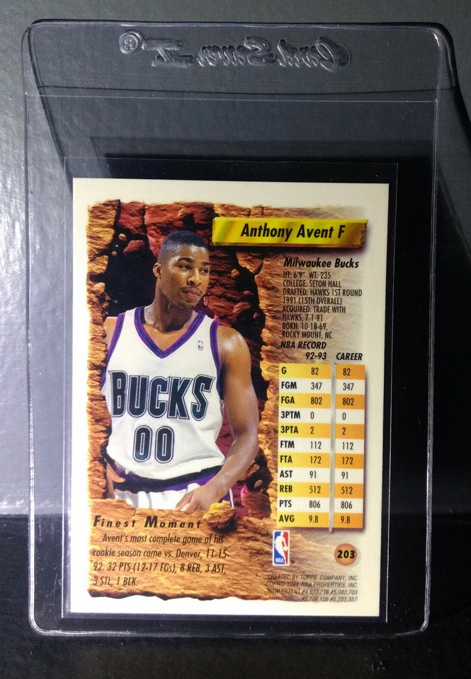 1993-94 Topps Finest Anthony Avent #203 Basketball Card | eBay